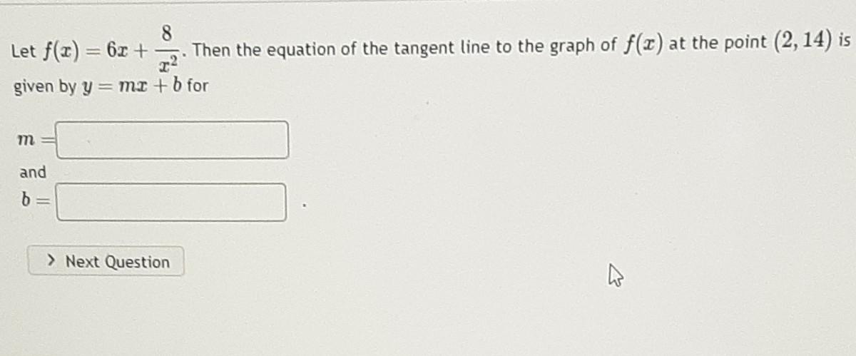 Solved Let f(x)=6x+x28. Then the equation of the tangent | Chegg.com