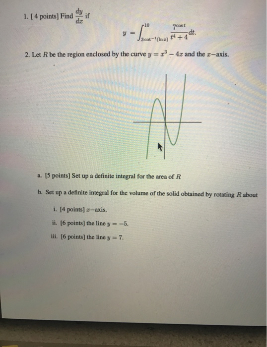 Solved dy 1. [ 4 points) Find if de 10 700st dt. 3 cot +4+4 | Chegg.com