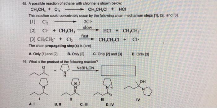 Solved 45. A possible reaction of ethane with chlorine is | Chegg.com