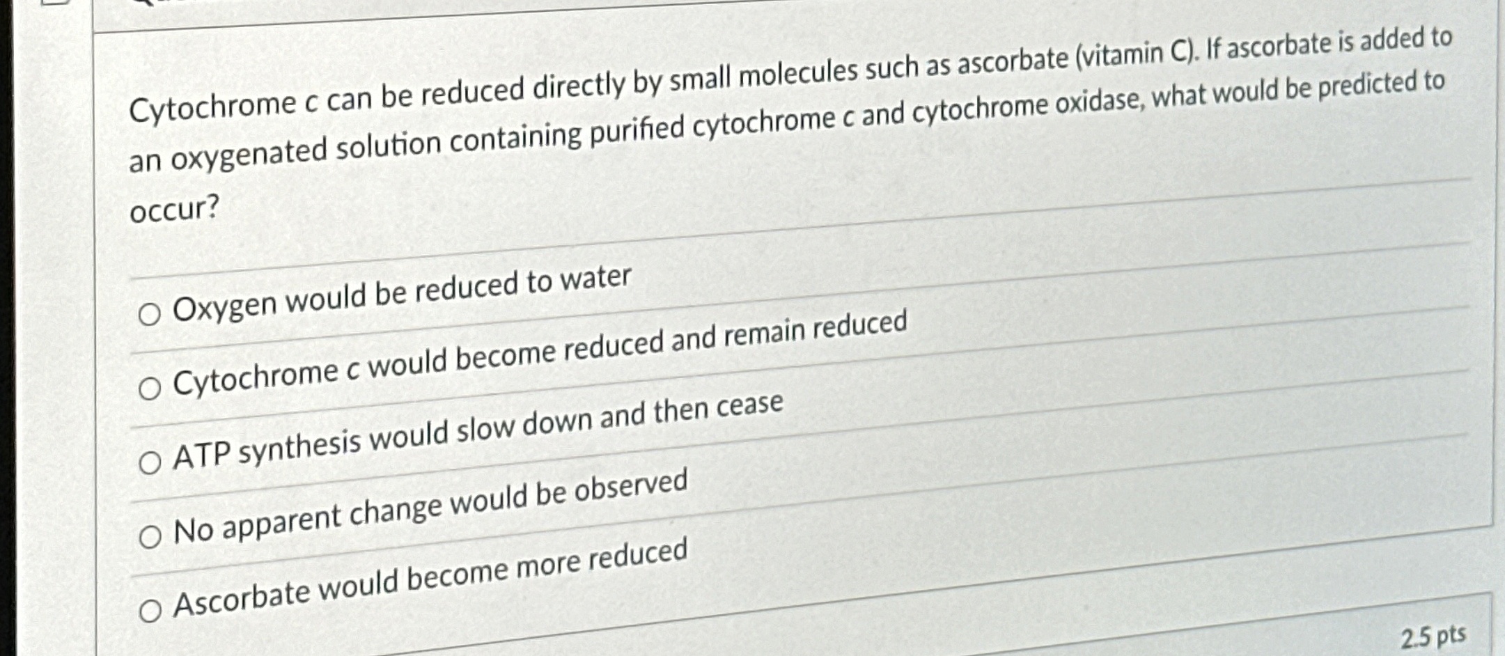 Solved Cytochrome c ﻿can be reduced directly by small | Chegg.com