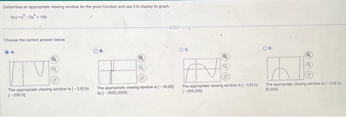 Determine an appropristo viewing window for the given | Chegg.com