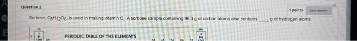 Solved Sorbose, C6H, C12O6 : is used in making vitamin C. A | Chegg.com