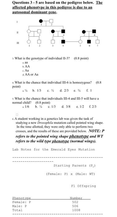 Solved Questions 3−5 are based on the pedigree below. The | Chegg.com