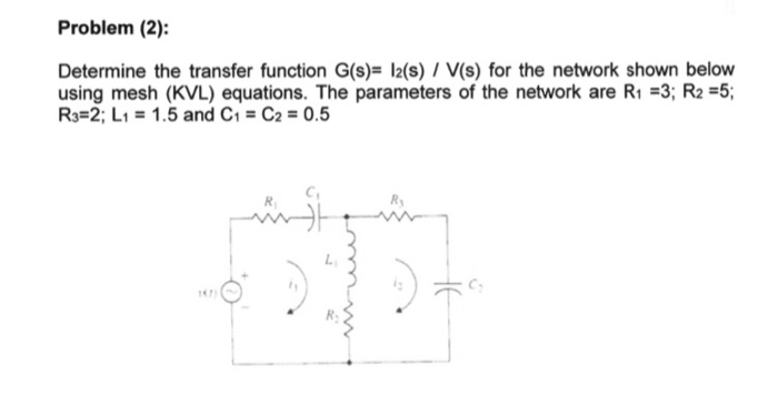 Solved Problem (2): Determine the transfer function G(s)= | Chegg.com