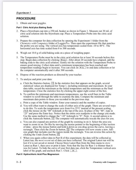 Experiment 1 Endothermic and Exothermic Reactions | Chegg.com