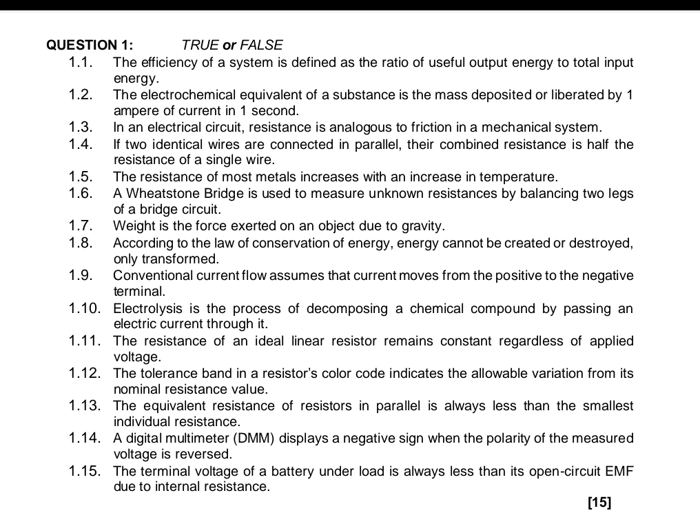 Solved QUESTION 1: TRUE or FALSE1.1. ﻿The efficiency of a | Chegg.com