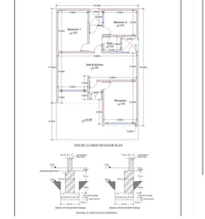 For the attached plan of house, draw footing plan | Chegg.com
