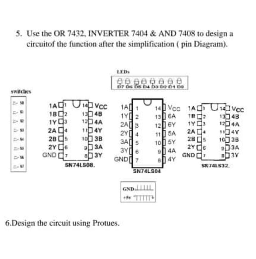Solved 5. Use the OR 7432, INVERTER 7404 & AND 7408 to | Chegg.com