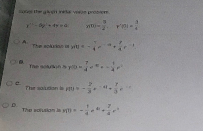 Solved solve the given initial value problem.y" - 5y' + 4y = | Chegg.com