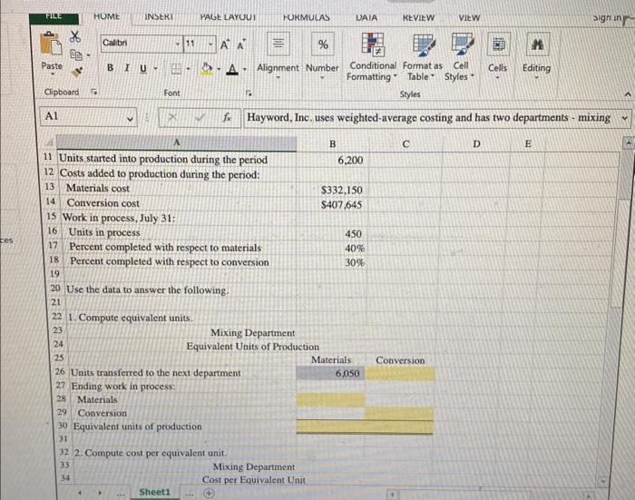 Solved Excel SIM: Process Costing using the Weighted-Average | Chegg.com Solved Excel SIM: Process Costing using the Weighted-Average | Chegg.com