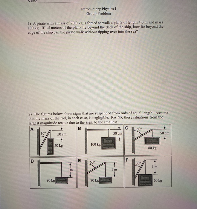 Solved Nalle Introductory Physics I Group Problem 1) A | Chegg.com