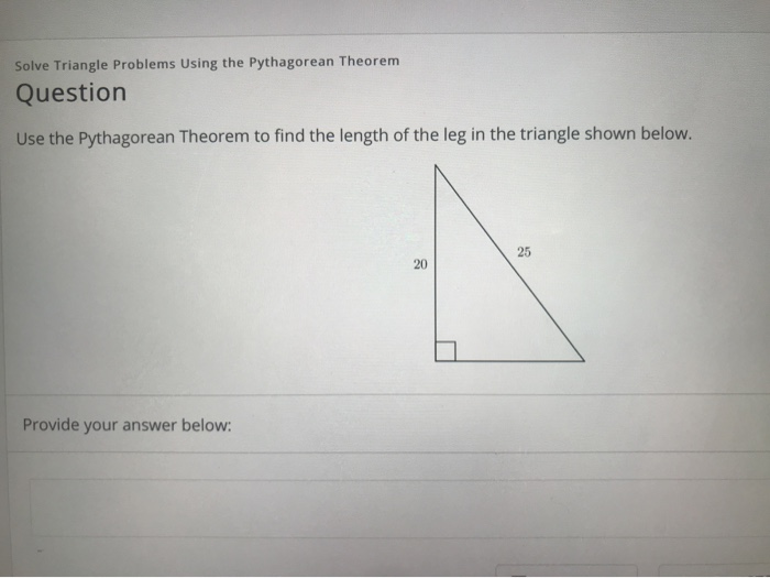 Solved Solve Triangle Problems Using the Pythagorean Theorem | Chegg.com