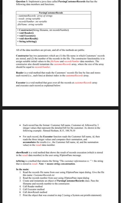 Solved Question 1 Implementa Java Class Called Parsing 