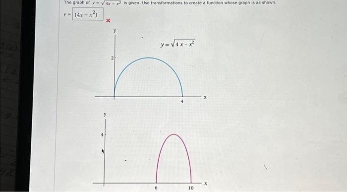Solved 42 The graph of y = √4x - x2 is given. Use | Chegg.com