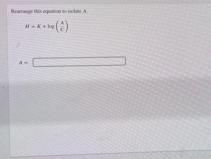Solved Rearrange the equation to isolate a. (a+%) (0 - 0) = | Chegg.com