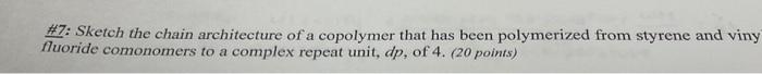 Solved #7: Sketch the chain architecture of a copolymer that | Chegg.com