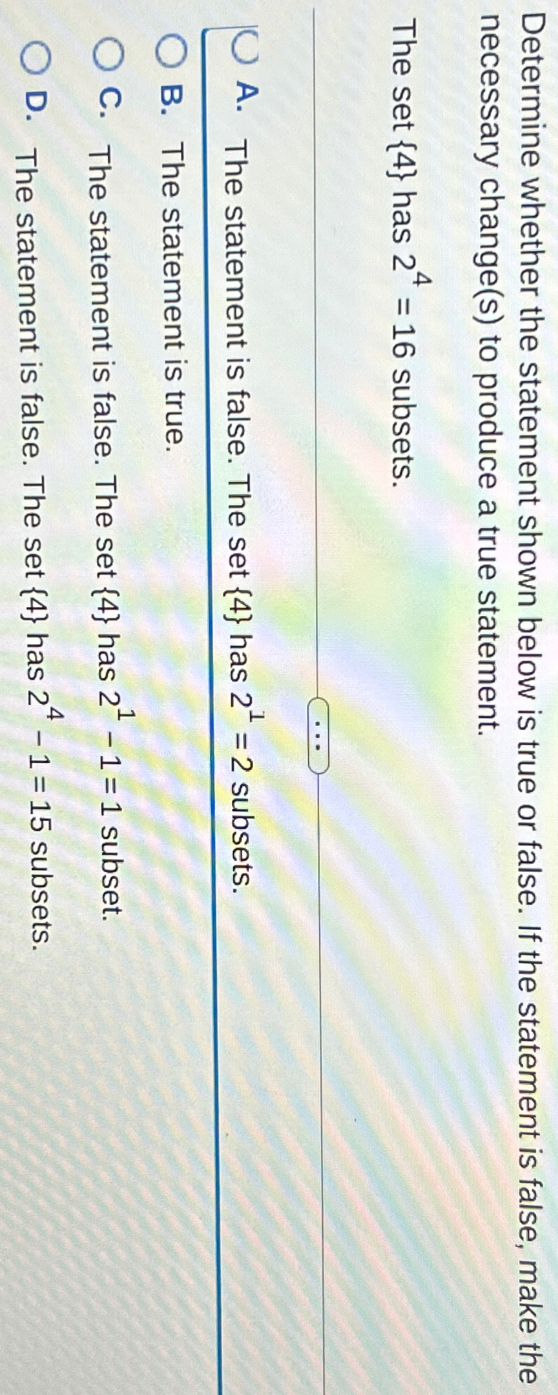 Solved Determine whether the statement shown below is true | Chegg.com