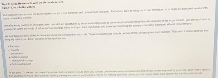 Solved 3ep 3: Being Reasonable with the Reputation Lens Part | Chegg.com