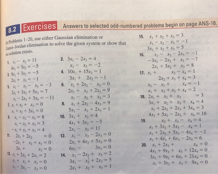 Solved no solution exists. 8.2 Exercises Answer Answers to | Chegg.com