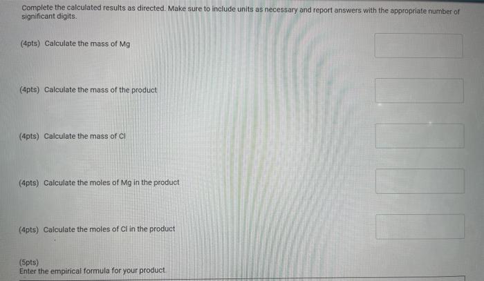 Solved Data And Report Submission - Empirical Formulas | Chegg.com
