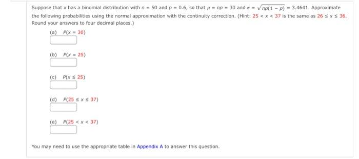 Solved Suppose that x has a binomial distribution with n=50 | Chegg.com