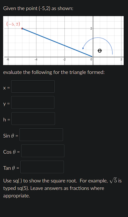 Solved evaluate the following for the triangle formed:Use | Chegg.com