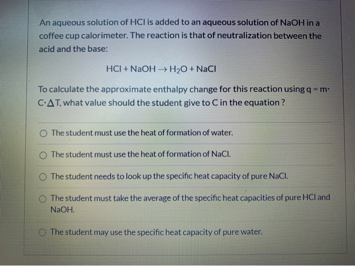 Solved An aqueous solution of HCl is added to an aqueous | Chegg.com