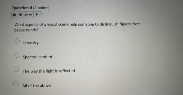 Solved What aspects of a visual scene help someone to | Chegg.com