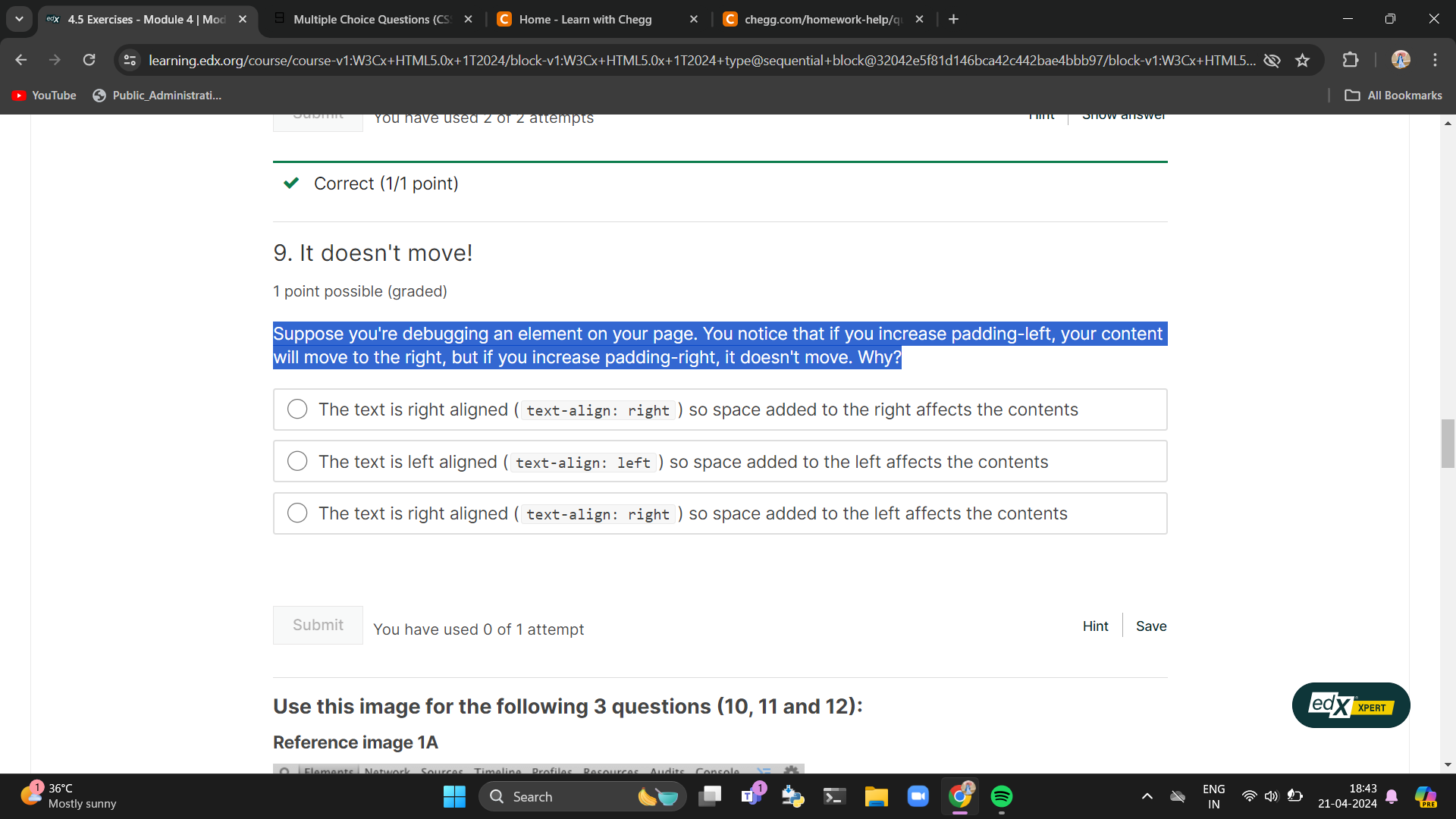 Solved Correct (1/1 ﻿point)It doesn't move!1 ﻿point possible | Chegg.com