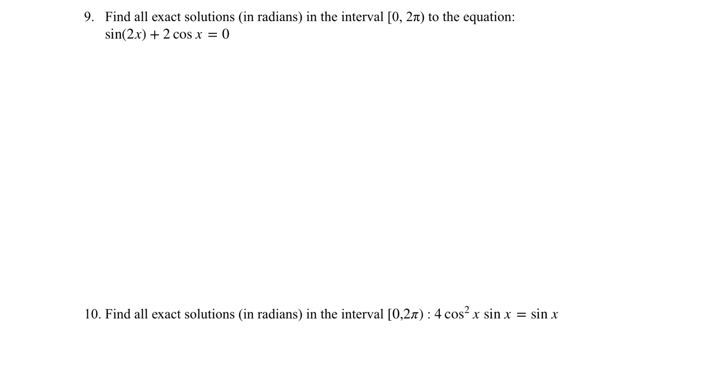 Solved Find All Exact Solutions In Radians ﻿in The