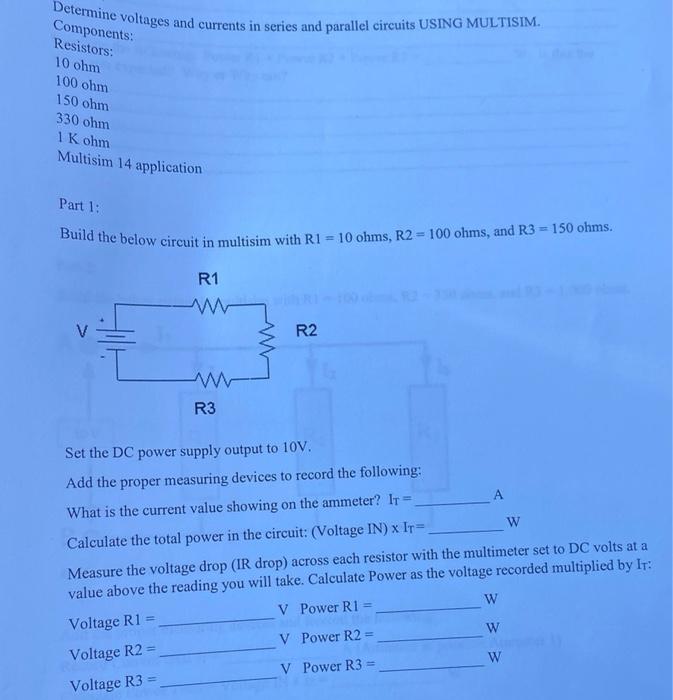 Solved Determine voltages and currents in series and | Chegg.com