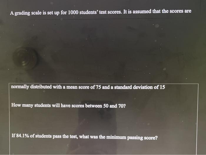 Solved A grading scale is set up for 1000 students' test | Chegg.com