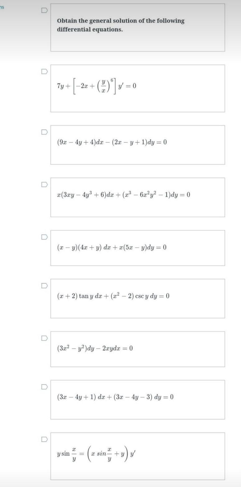 Solved Subject: DIFFERENTIAL EQUATION Topic: First order | Chegg.com