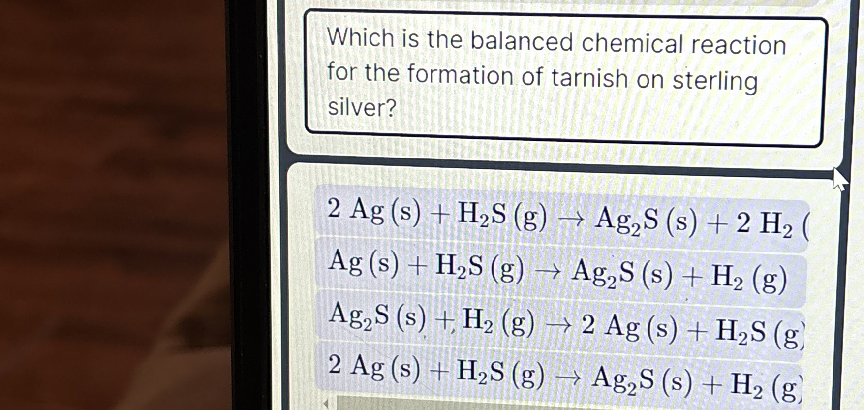 Solved Which is the balanced chemical reactionfor the | Chegg.com
