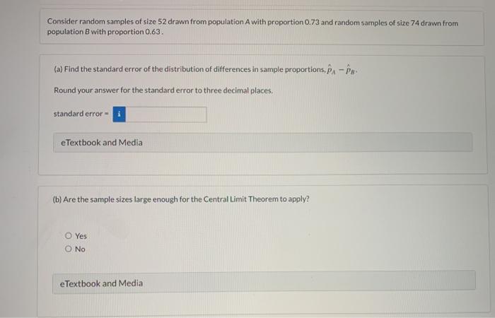 Solved Consider random samples of size 52 drawn from | Chegg.com