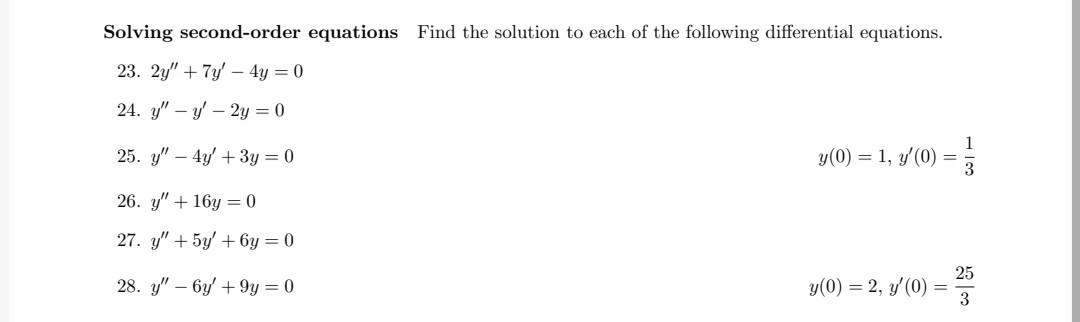 Solved Solving second-order equations Find the solution to | Chegg.com
