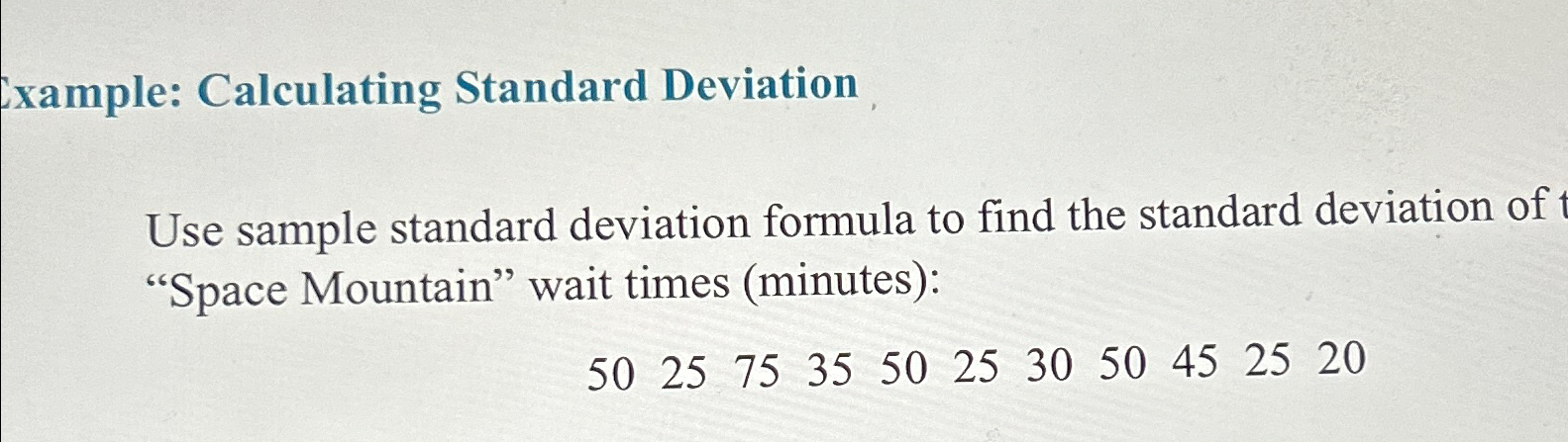 Solved xample: Calculating Standard DeviationUse sample | Chegg.com