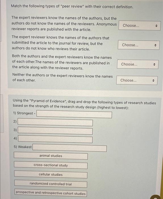 Match the following types of "peer review" with their | Chegg.com