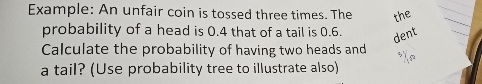Solved Example: An unfair coin is tossed three times. The | Chegg.com