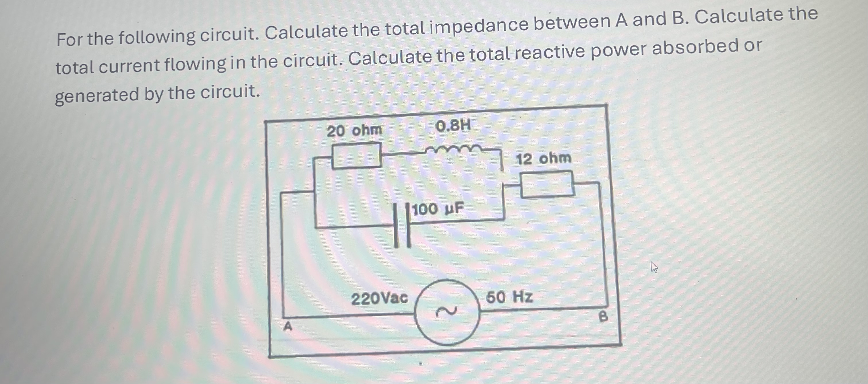 Solved For the following circuit. Calculate the total | Chegg.com