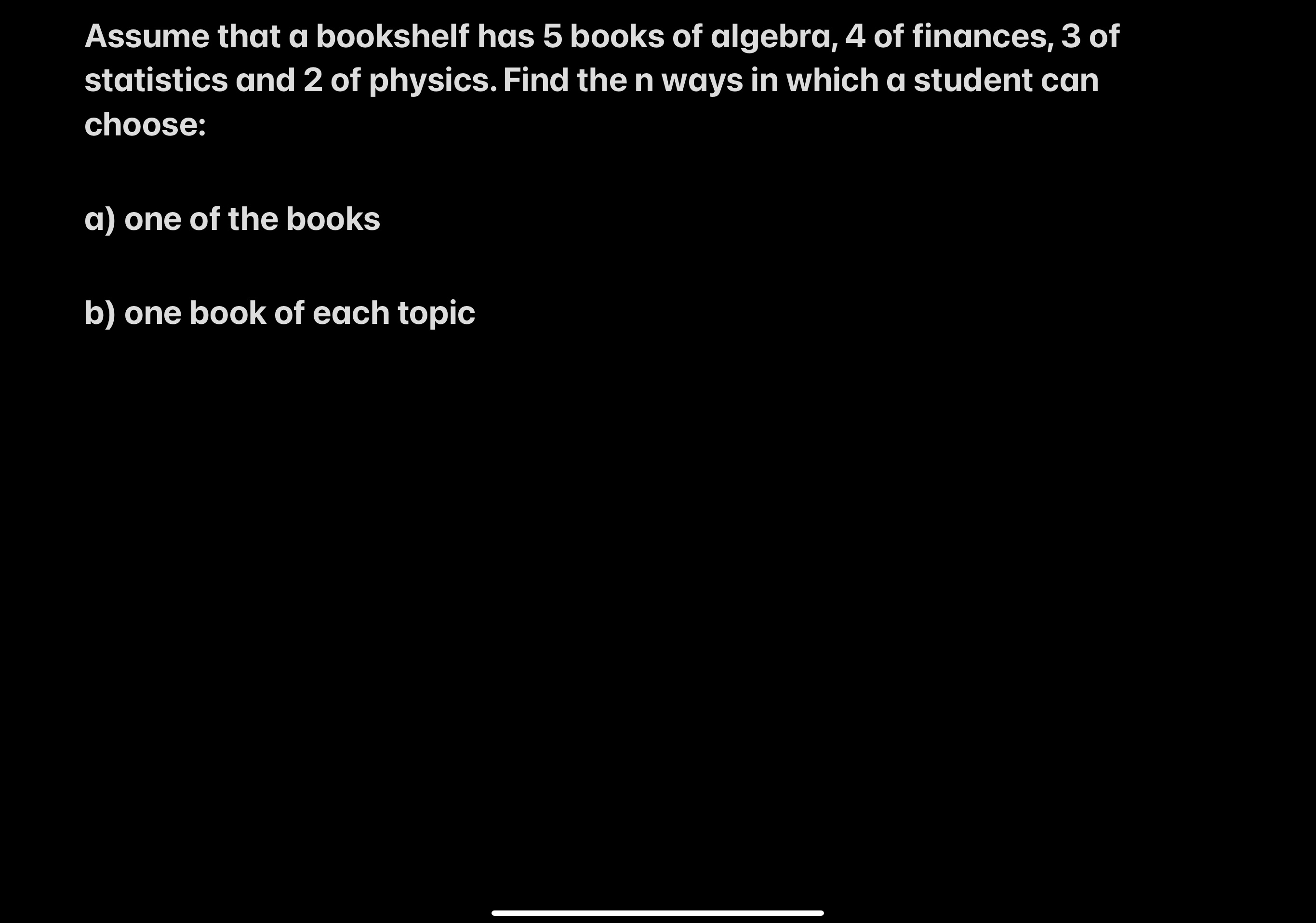 Solved Assume that a bookshelf has 5 ﻿books of algebra, 4 | Chegg.com