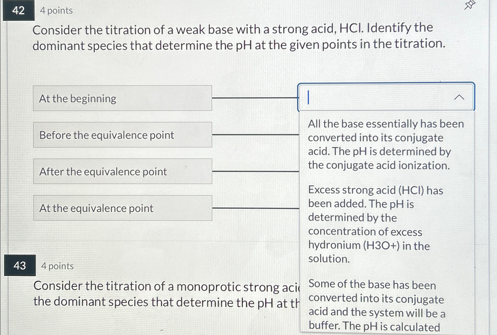 Solved 424 ﻿pointsConsider the titration of a weak base with | Chegg.com