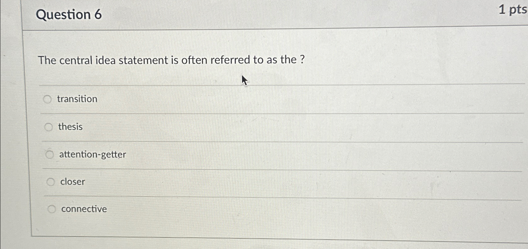 Solved Question 61ptsThe central idea statement is often | Chegg.com