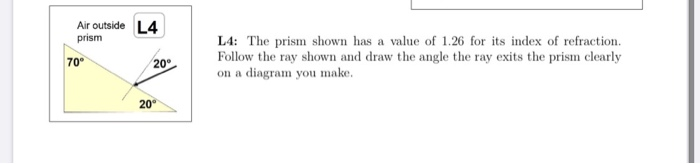 Solved Air outside prism L4 L4: The prism shown has a value | Chegg.com