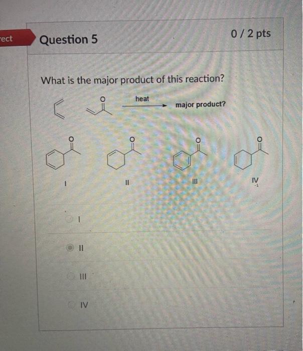 Solved Question 5 0/2 pts What is the major product of this | Chegg.com