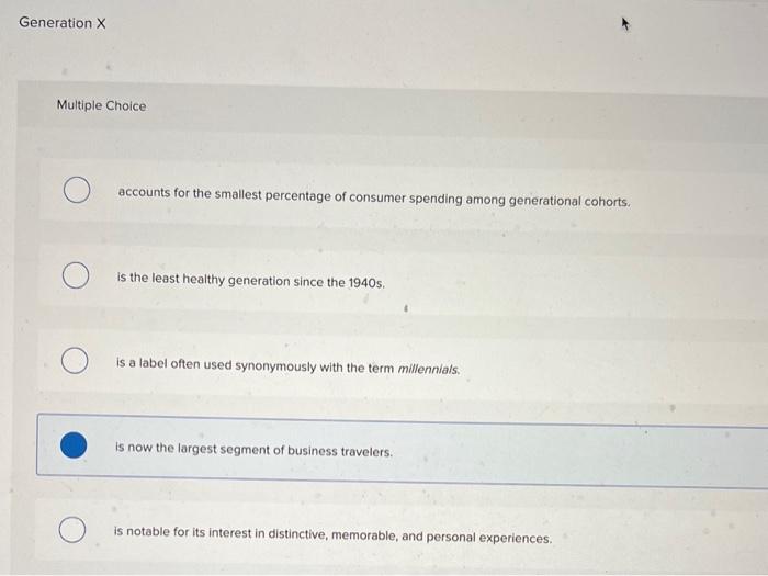 Solved Generation X Multiple Choice accounts for the | Chegg.com