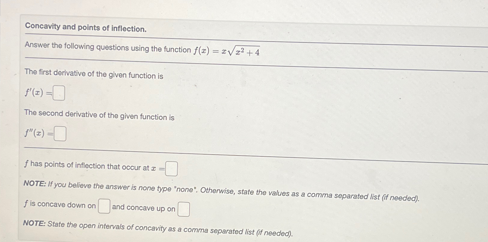 Solved Concavity and points of inflection.Answer the | Chegg.com
