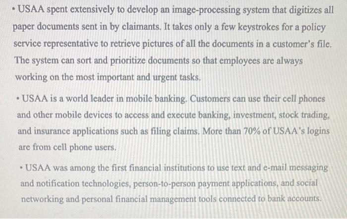 Solved 3. United Services Automotive Association (USAA) is | Chegg.com