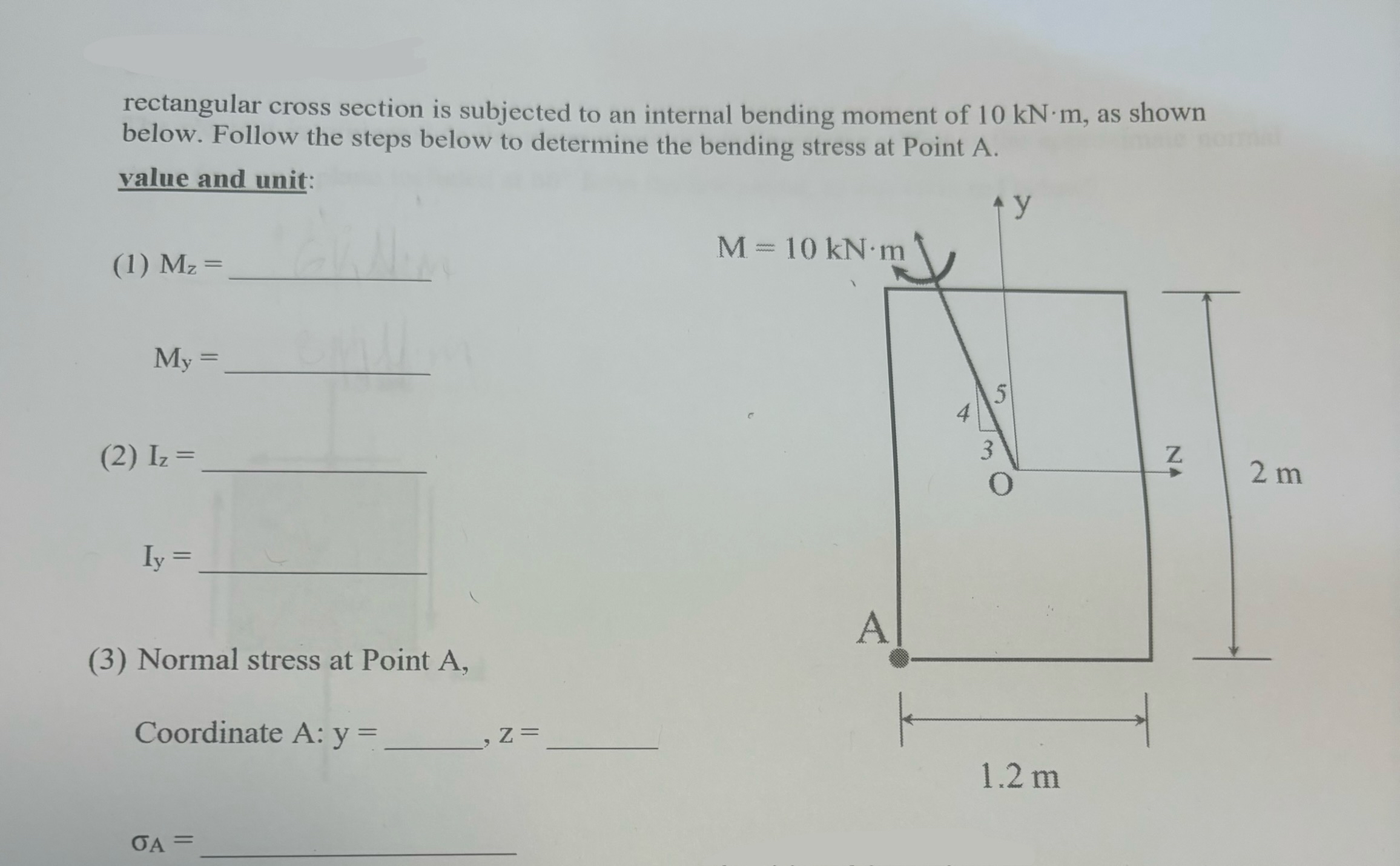 Solved rectangular cross section is subjected to an internal | Chegg.com