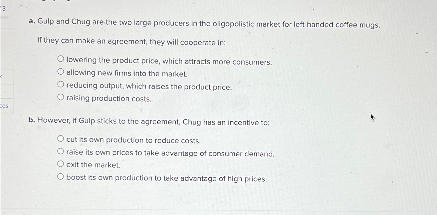 Solved a. ﻿Gulp and Chug are the two large producers in the | Chegg.com